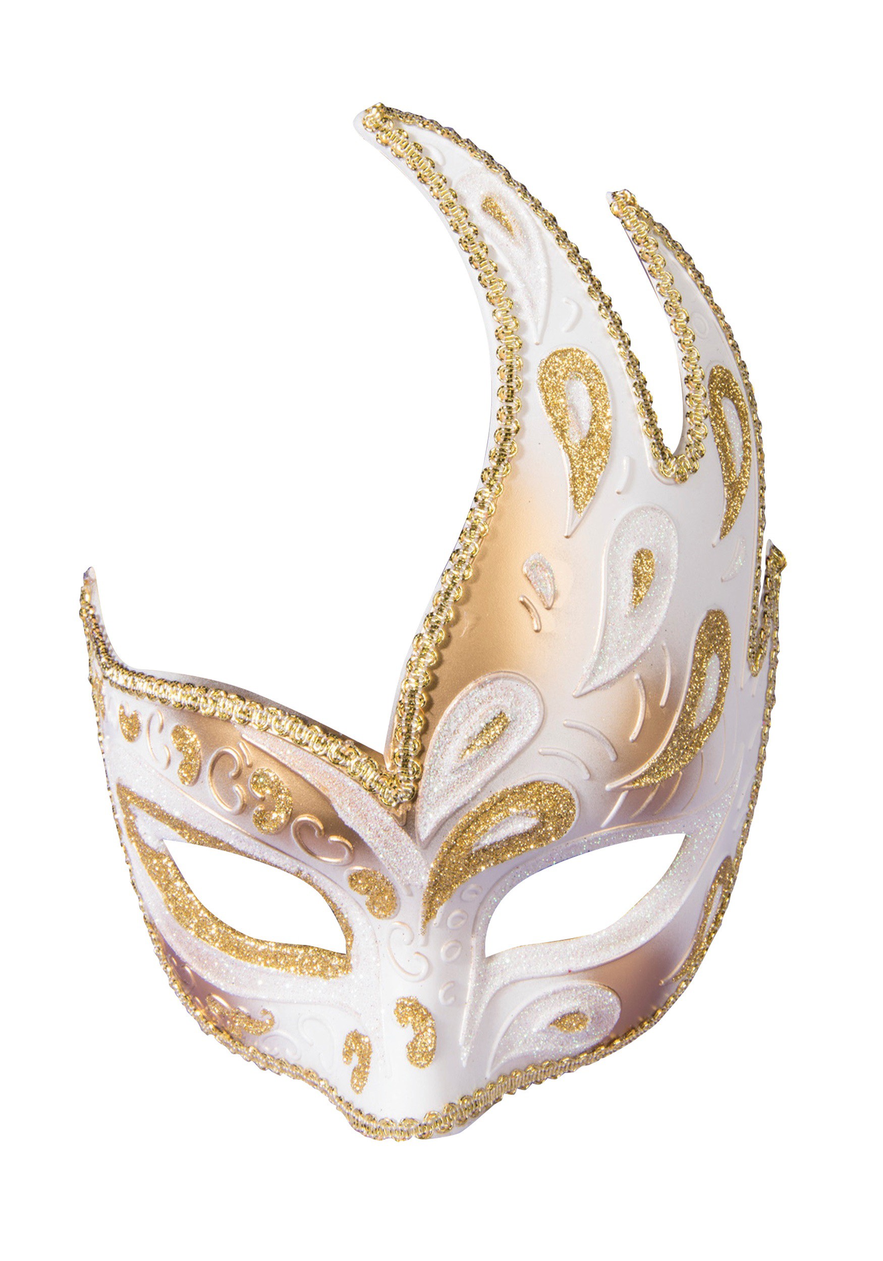 Gold Adult Half Mask w/Ribbon