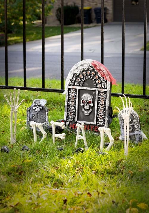 24 Piece Graveyard Halloween Decoration Kit | Tombstones Decorations