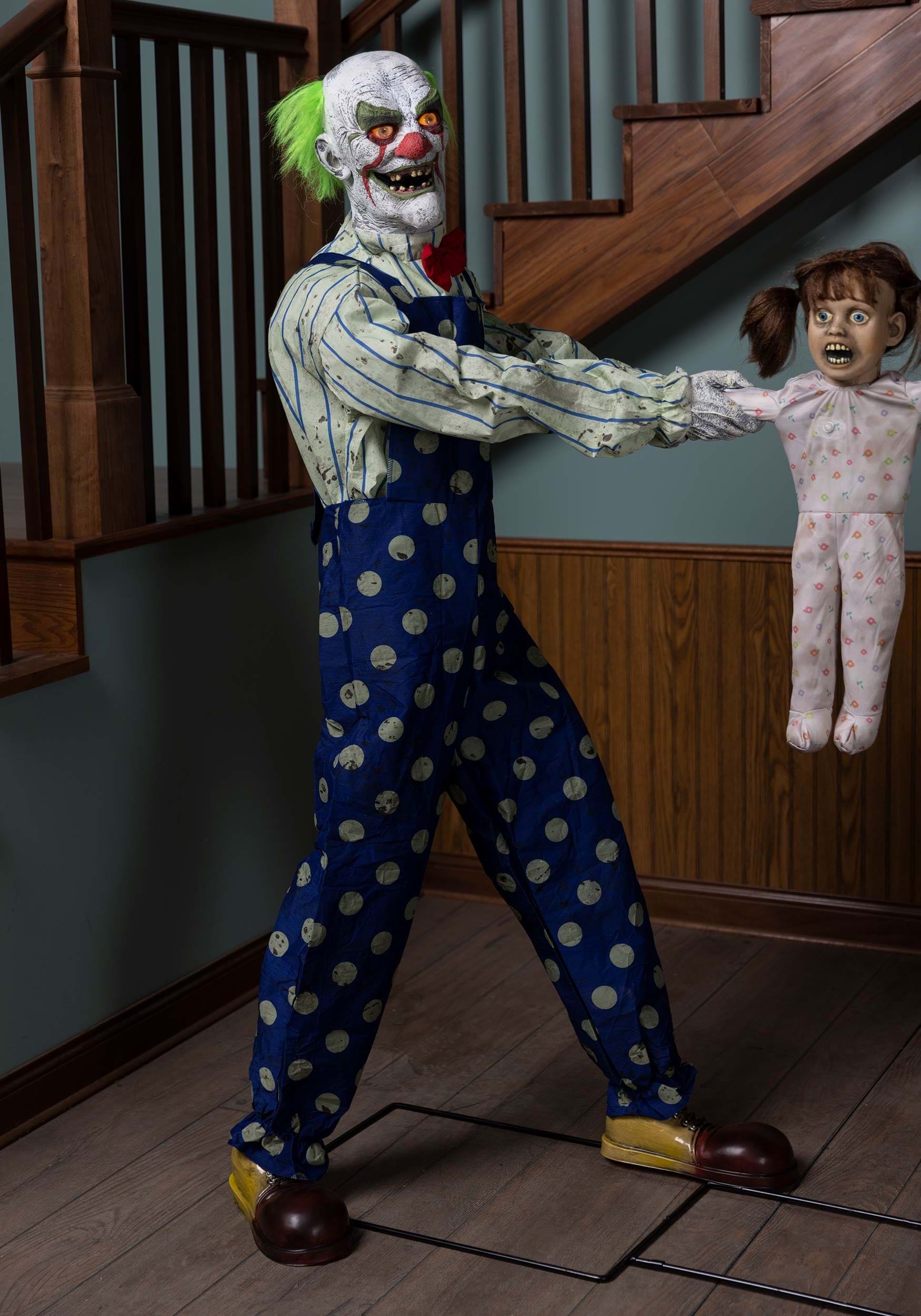 Animated Tug of War Evil Clowns Prop Decoration | Scary Decorations