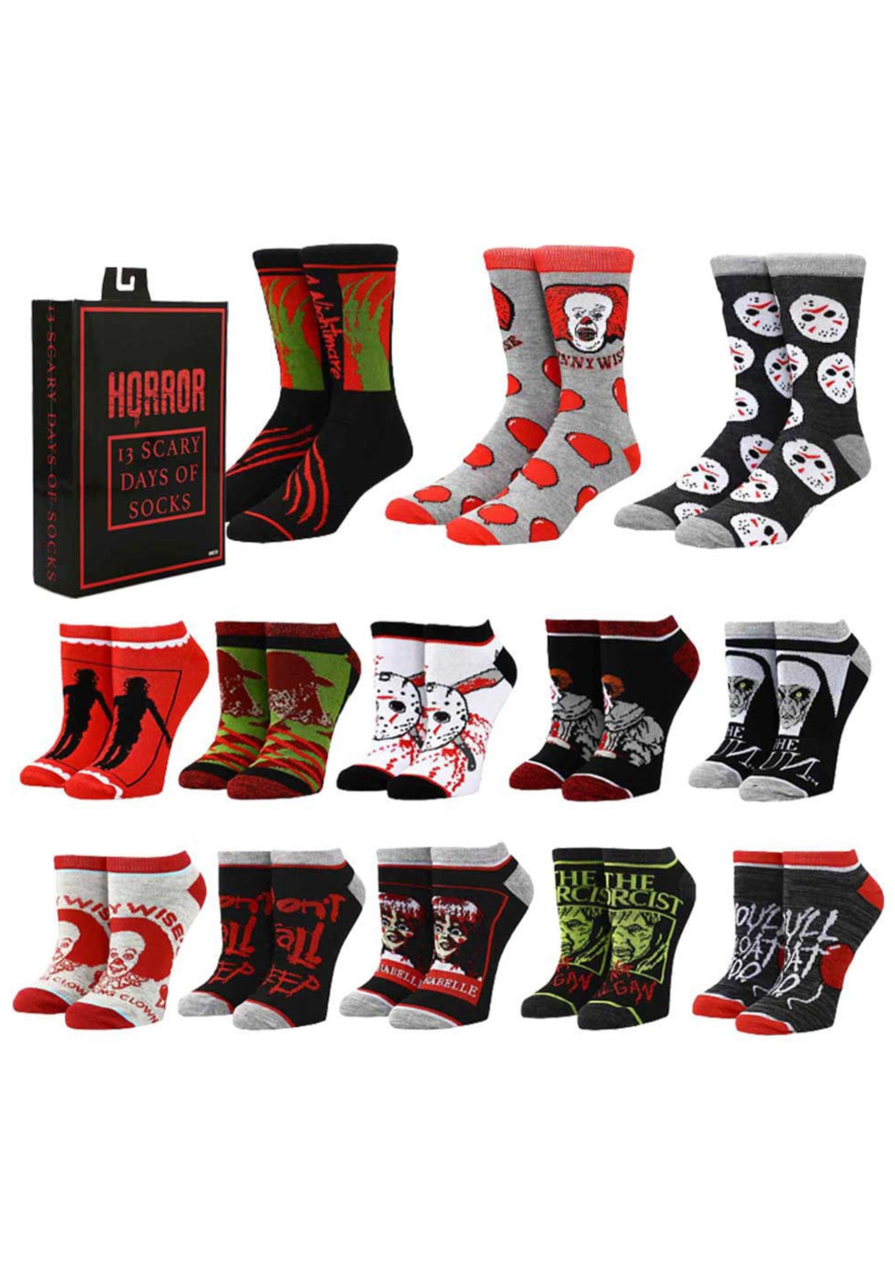 Horror Icons 13 Days of Scary Socks Box Set | Horror Apparel
